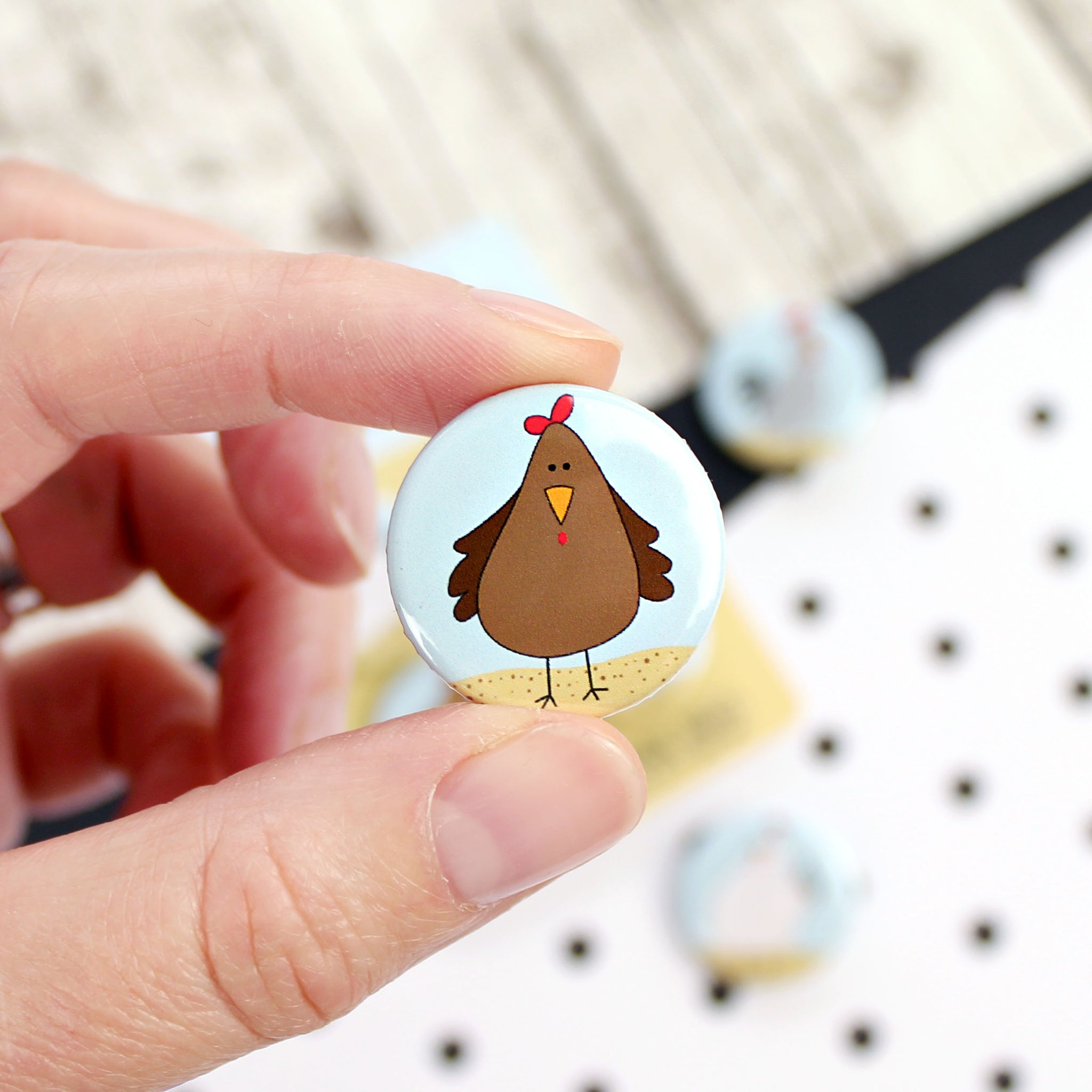 Funny Chicken Pin Badges - Set of Four – Cheerful Geek