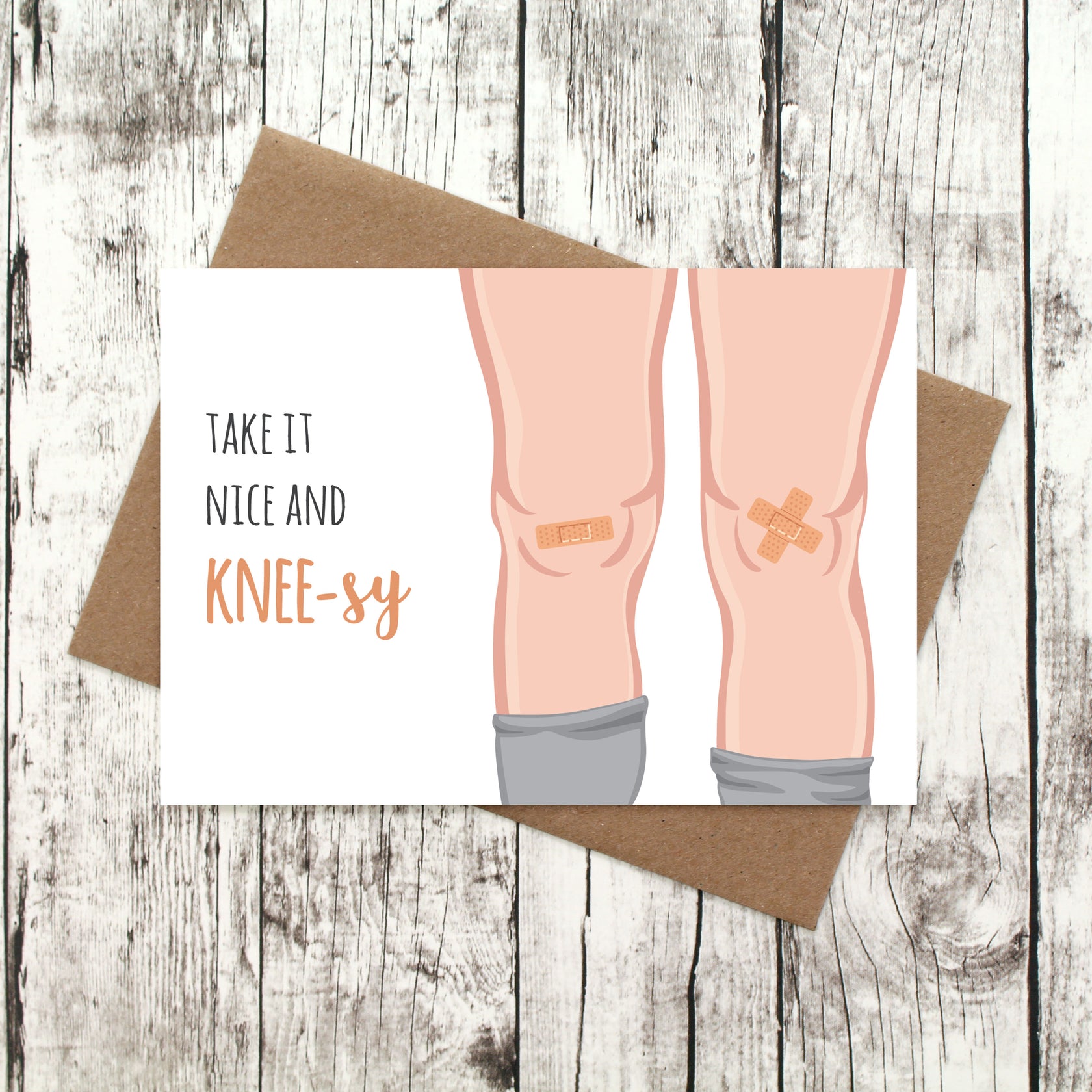 Knee Operation, Get Well Soon, Take it Nice and Kneesy Card – Cheerful Geek