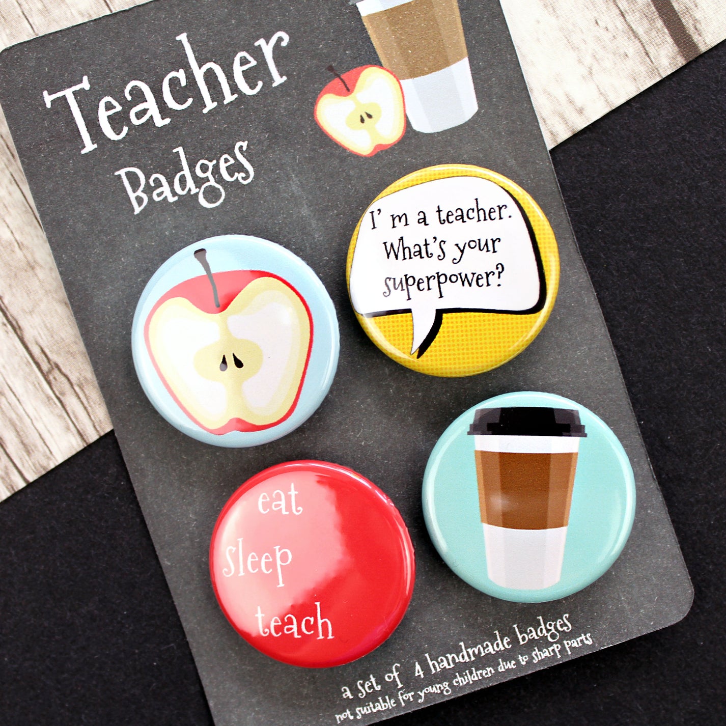 Funny Teacher Button Badges - Set of Four – Cheerful Geek